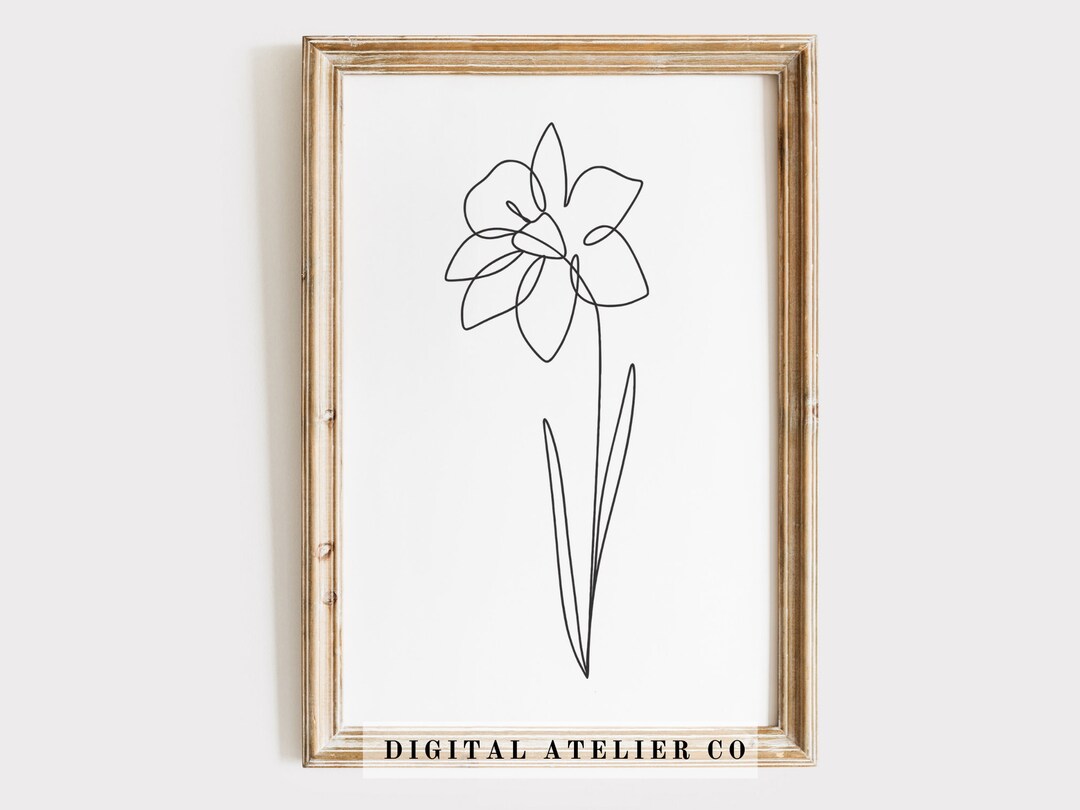 Birth Flower March Daffodil Line Drawing Home Printable Flower Line Art ...