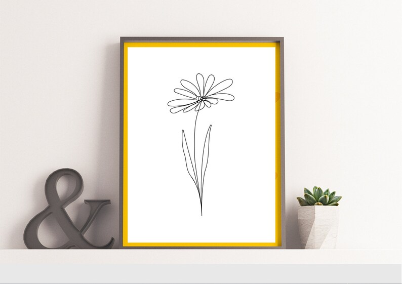 Birth Flower April Daisy line Drawing Flowers Line Art - Etsy
