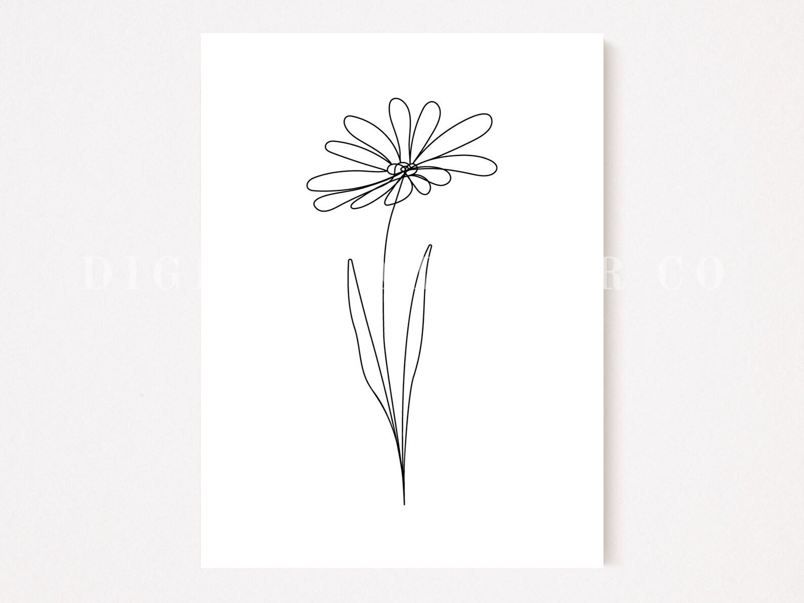 Birth Flower April Daisy Line Drawing Flower Line Art Home Decor ...