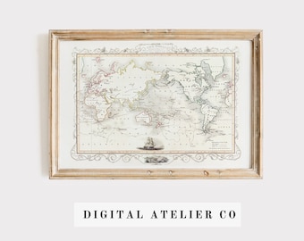 The World 1832 / Old Map Digital Poster / Vintage Poster / Printable ...