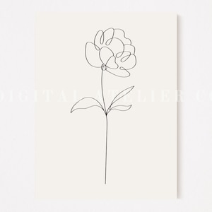 January Birth Flower Carnation Line Drawing Home Decor Print Flower ...