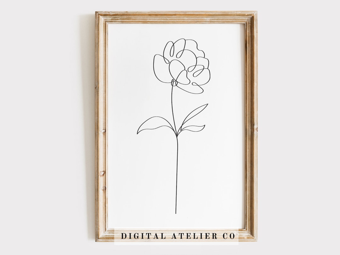 January Birth Flower Carnation Line Drawing Home Decor Print Flower ...