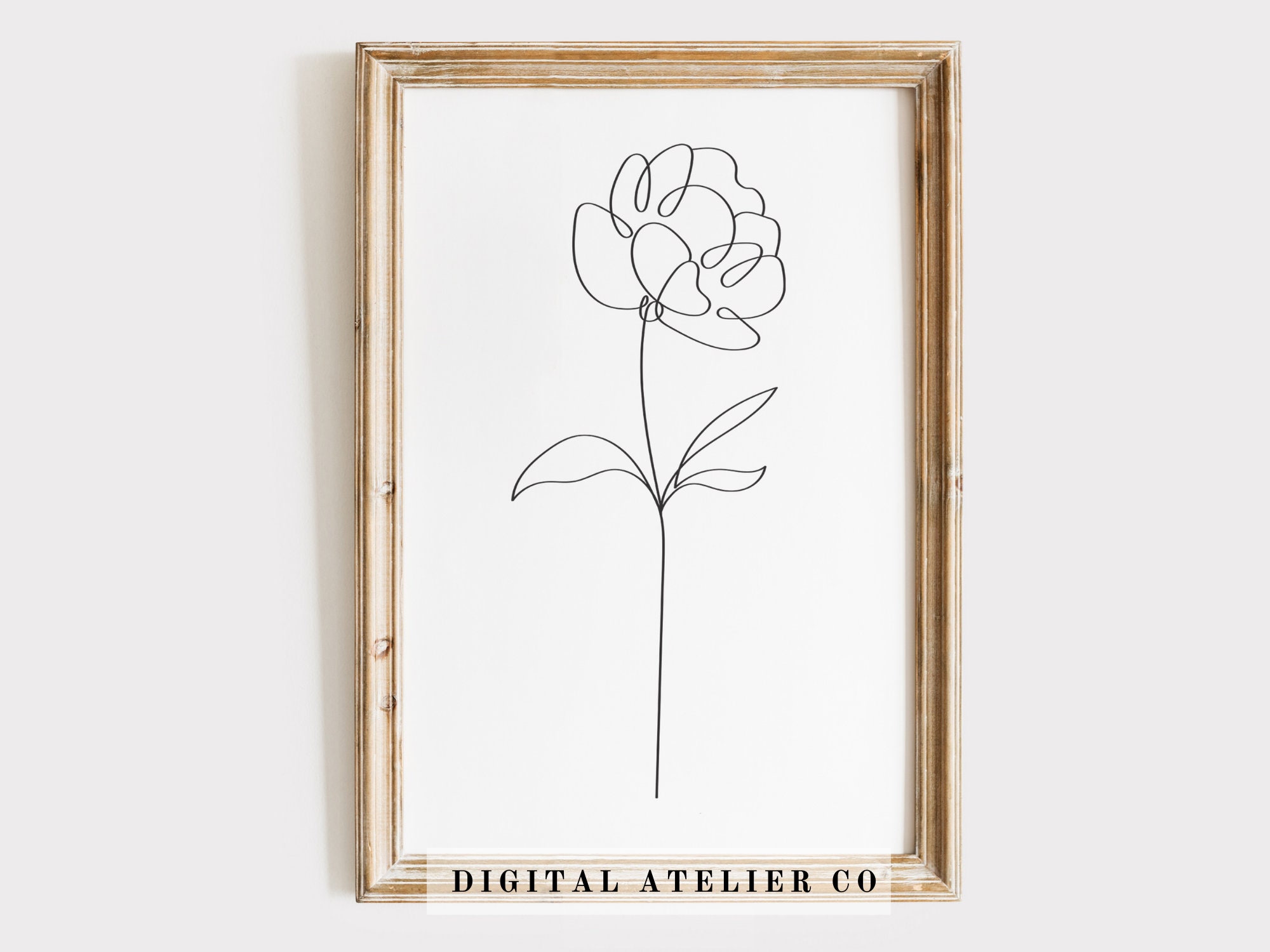 January Birth Flower Carnation Line Drawing Home Decor Print Flower ...