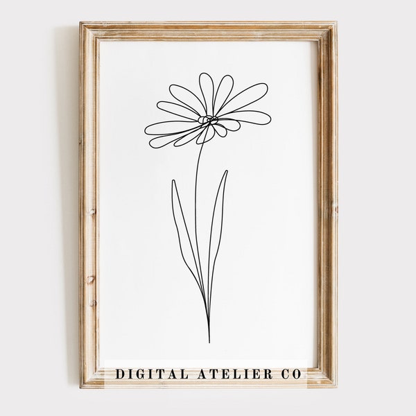 April Flower Line Drawing Art - Etsy