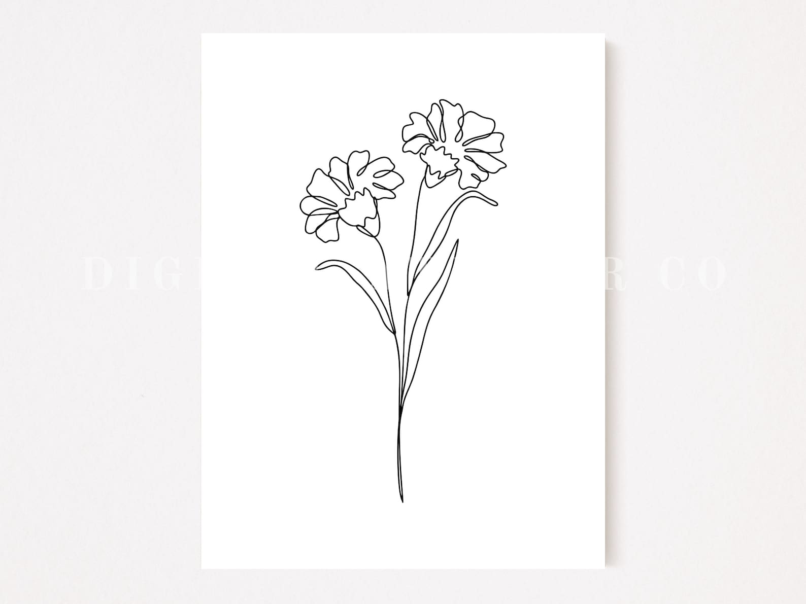 January Birth Flower Carnation Line Drawing Home Decor Flower Line Art ...