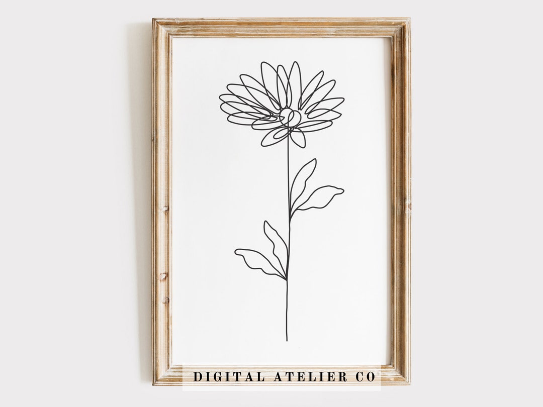 April Birth Flower, September Birth Flower, Daisy, Aster, Line Art ...