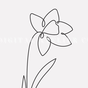 Birth Flower March Daffodil Line Drawing Home Decor Printable Flower ...