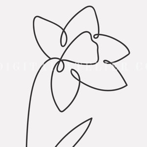 Birth Flower March Daffodil Line Drawing Home Decor Printable Flower ...