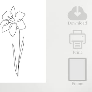 Birth Flower March Daffodil Line Drawing Home Printable Flower Line Art ...