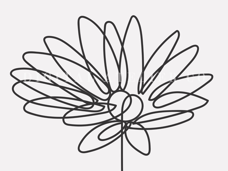 April Birth Flower, September Birth Flower, Daisy, Aster, Line Art ...