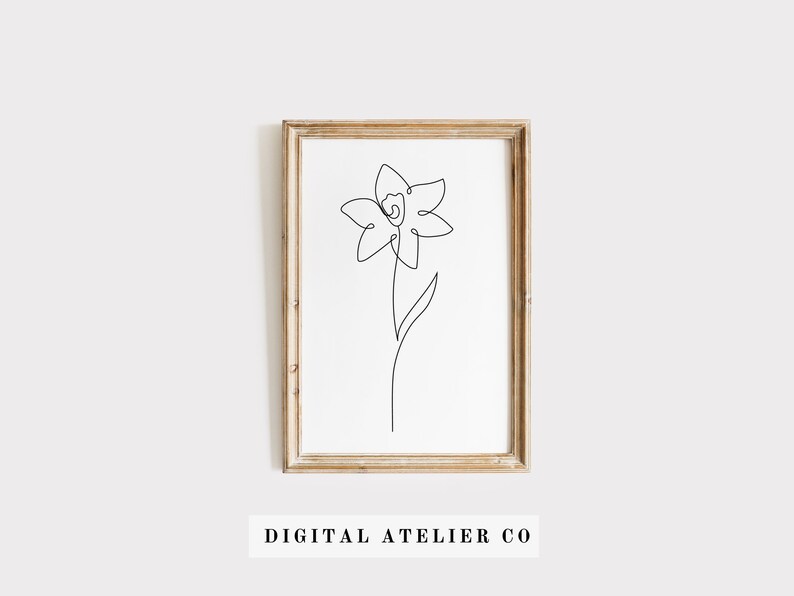 Birth Flower December Narcissus One Line Drawing Home Printable Flower ...