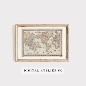 Vintage World Map Ancient Travel Poster Printable Art Nautical - Etsy