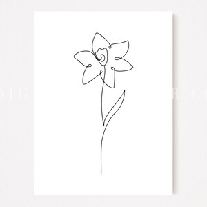 Birth Flower December Narcissus One Line Drawing Home Printable Flower ...