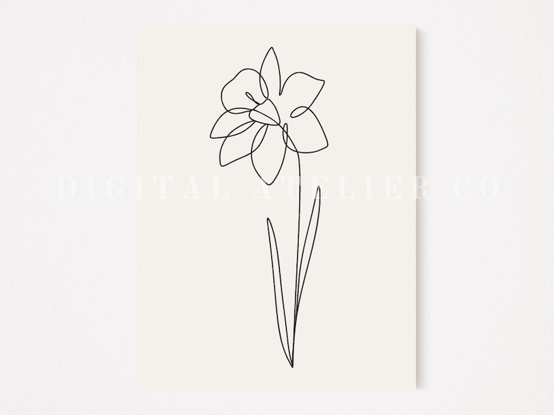 Birth Flower March Daffodil Line Drawing Home Printable Flower Line Art ...