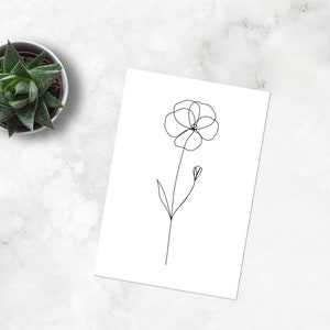 Birth Flower February Violet Line Drawing Flower Line - Etsy