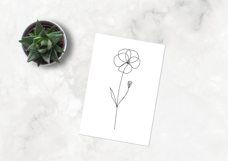 Birth Flower February Violet Line Drawing Flower Line - Etsy