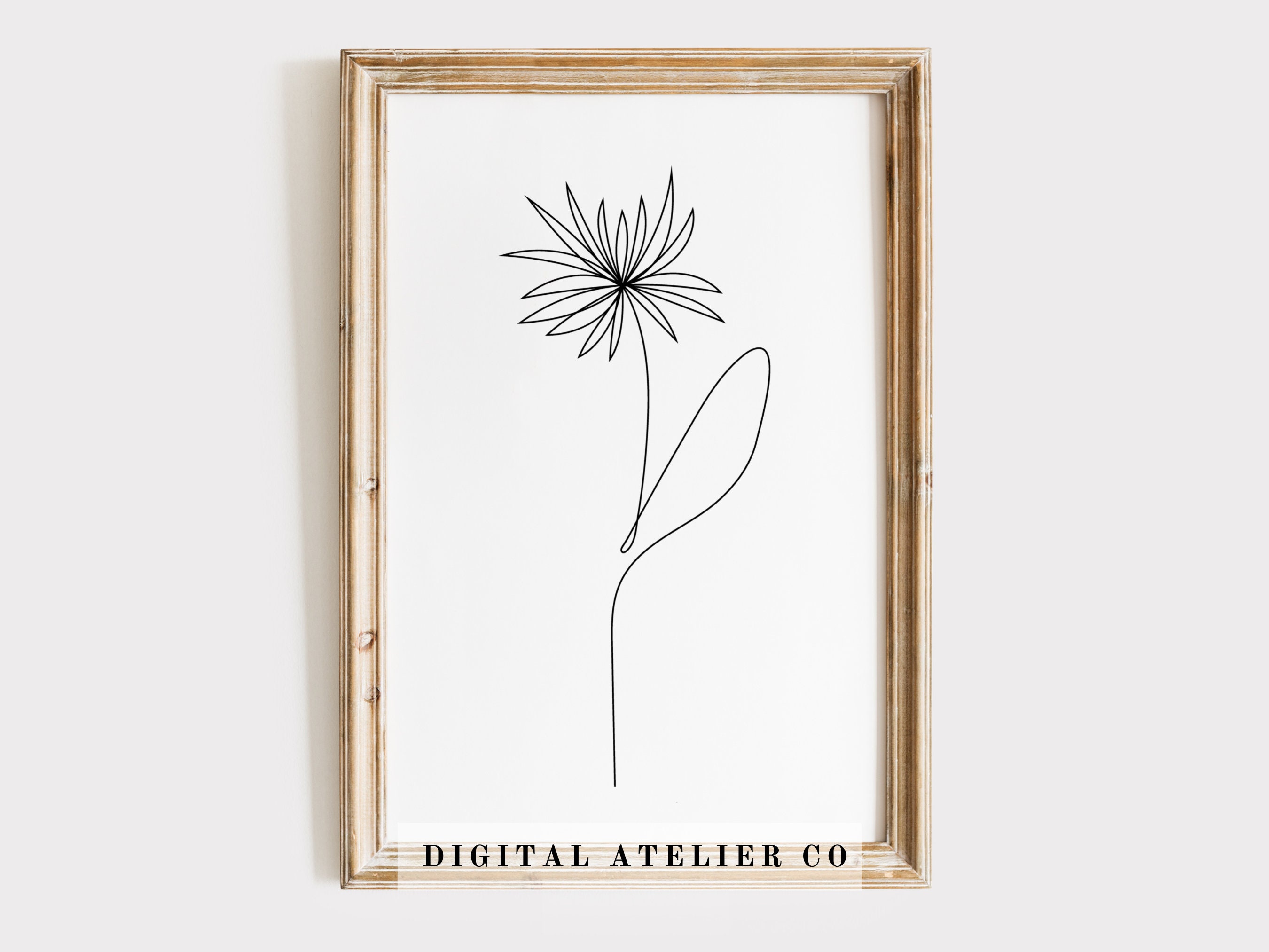 Birth Flower September Aster Line Drawing Home Decor Printable Flower ...