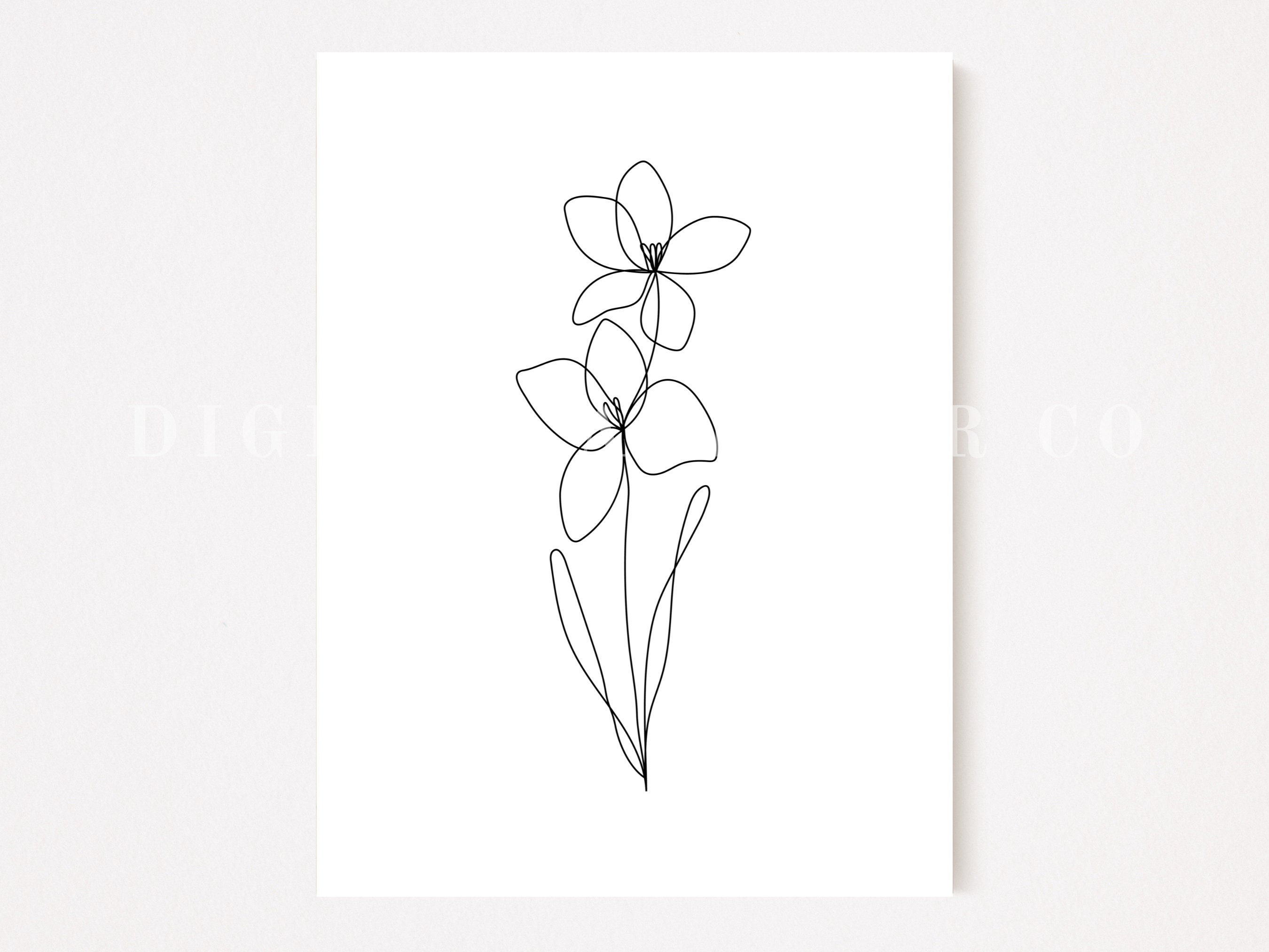Birth Flower August Gladiolus Line Drawing Home Decor Printable Flower ...
