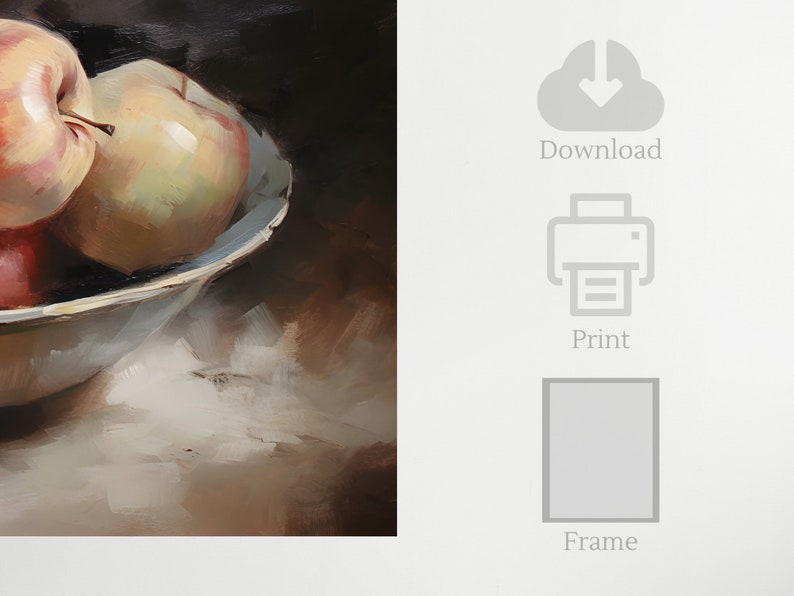 Apple Fruit Print Kitchen Print Painting Vintage Still Life - Etsy