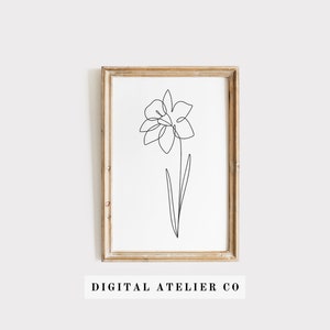 Birth Flower March Daffodil Line Drawing Home Printable Flower Line Art ...