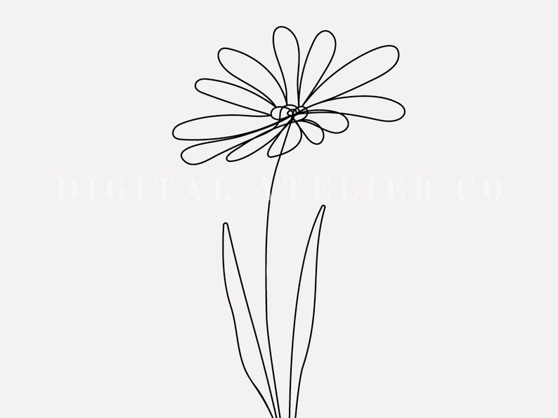 Birth Flower April Daisy Line Drawing Flower Line Art Home - Etsy