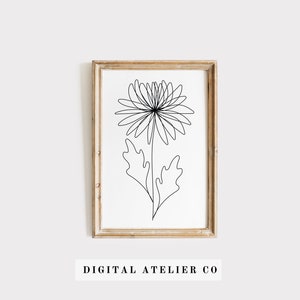 Birth Flower November Chrysanthemum Line Drawing Home Printable Flower ...