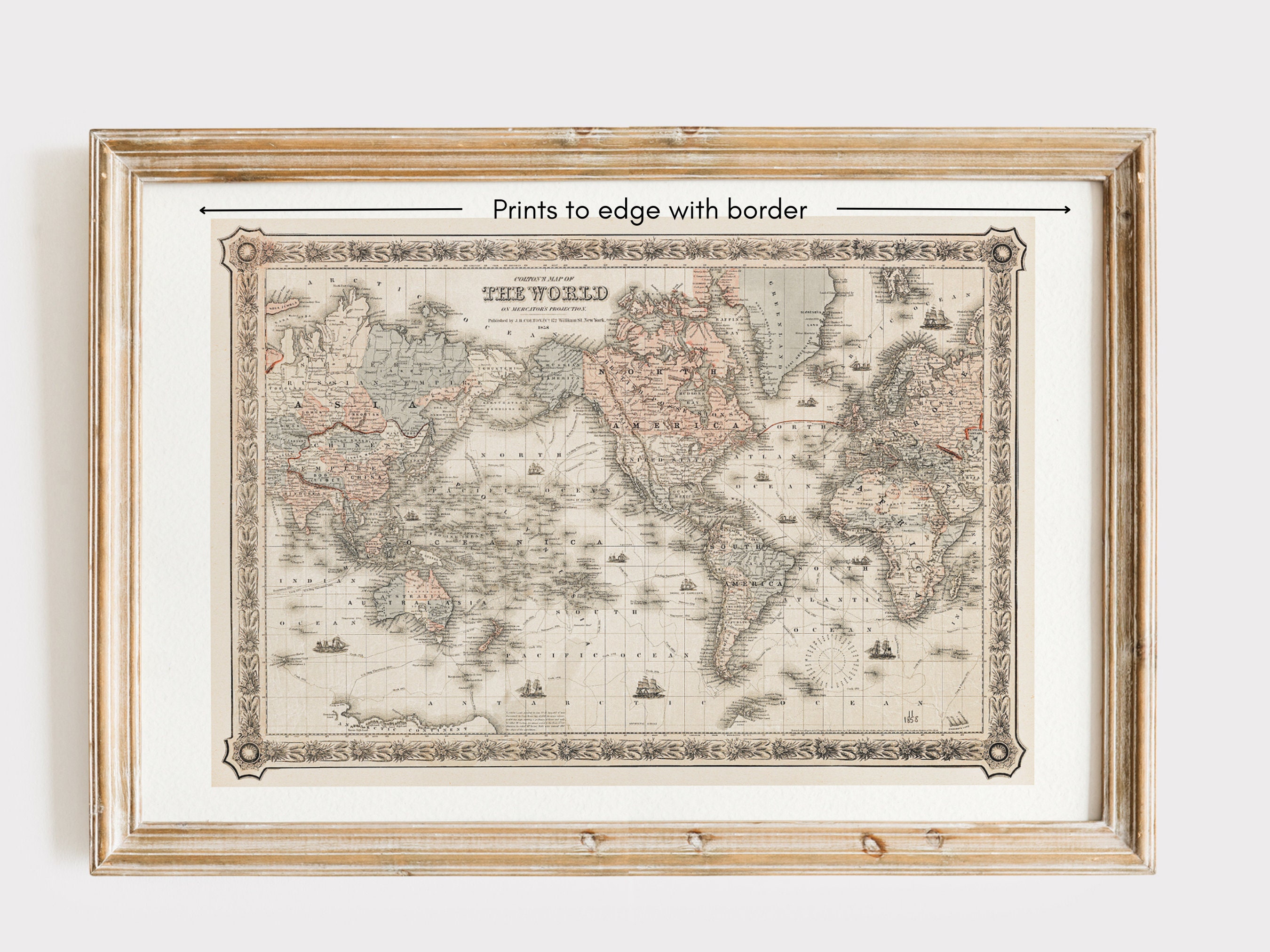Vintage World Map Ancient Travel Poster Printable Art Nautical - Etsy