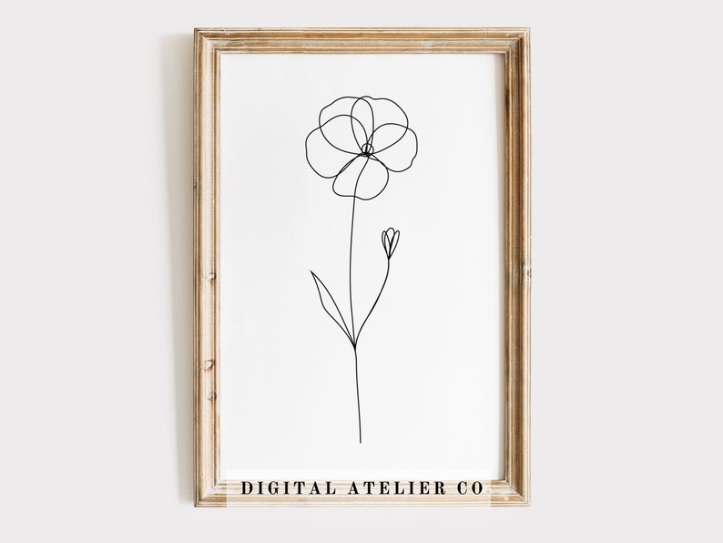 Birth Flower February Violet Line Drawing Home Printable Decor - Etsy