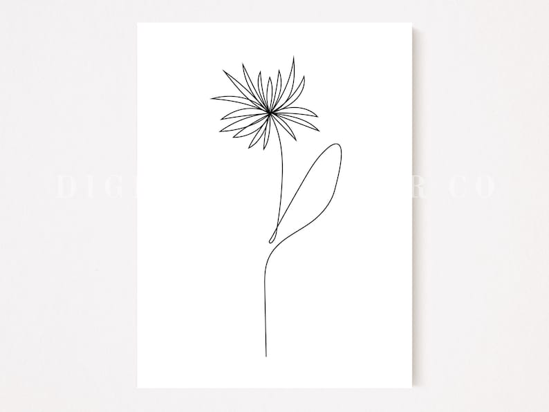Birth Flower September Aster Line Drawing Home Decor Printable Flower ...