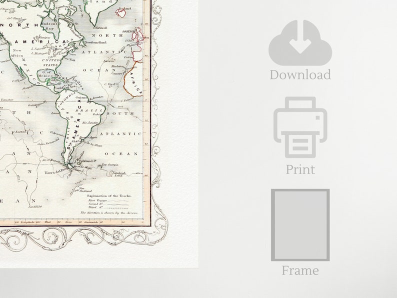 Vintage World Map Ancient Travel Poster Printable Art Nautical - Etsy