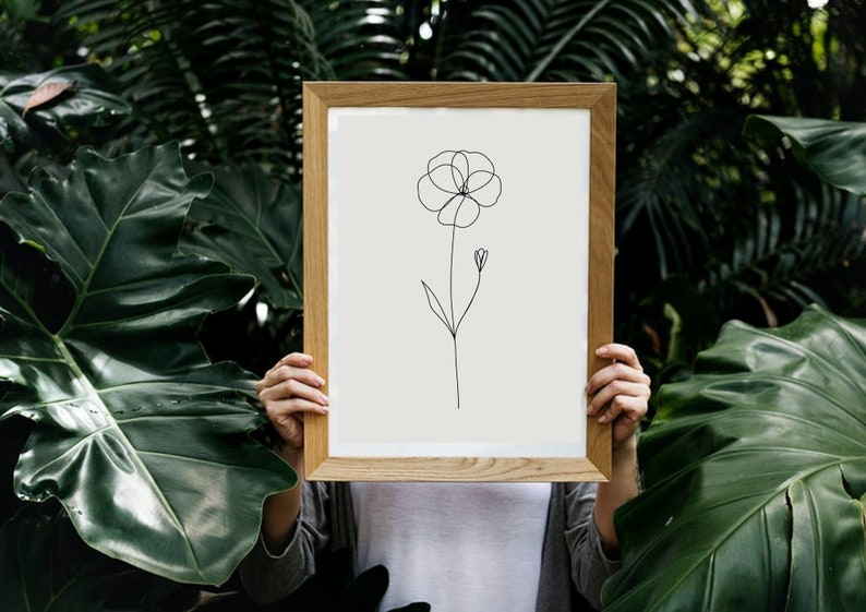 Birth Flower February Violet Line Drawing Flower Line - Etsy