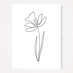 Birth Flower March Daffodil Line Drawing Home Printable Flower Line Art ...