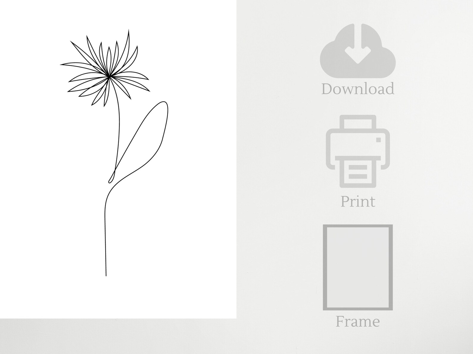 Birth Flower September Aster Line Drawing Home Decor Printable Flower ...