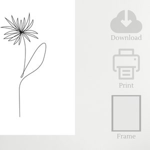 Birth Flower September Aster Line Drawing Home Decor Printable Flower ...
