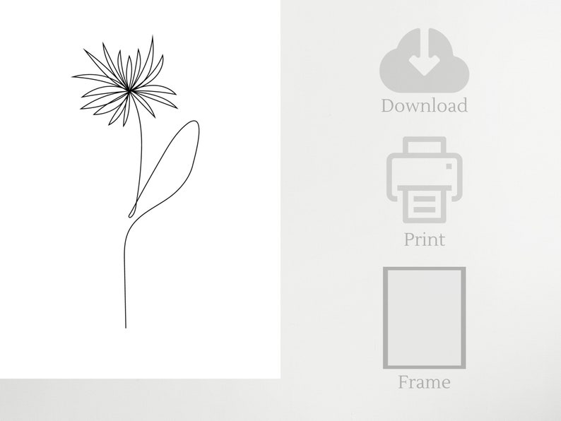 Birth Flower September Aster Line Drawing Home Decor Printable Flower ...