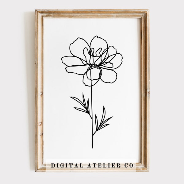 Flower Line Drawing - Etsy