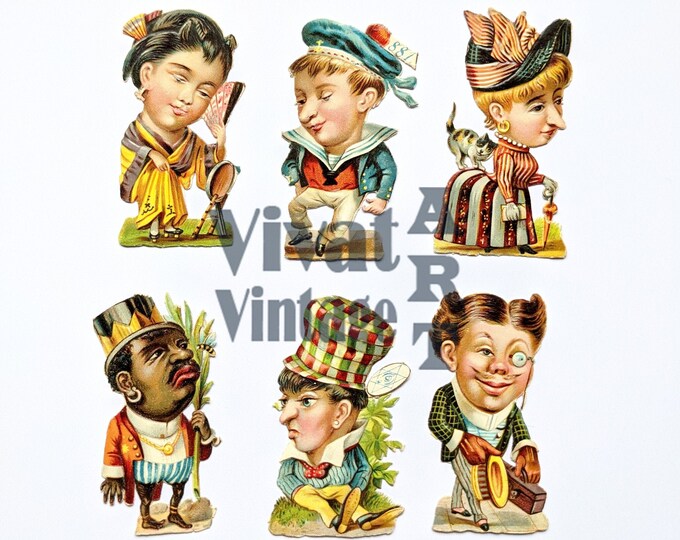 Victorian Grotesque Caricature Die Cut Figurines. Various Sizes ...