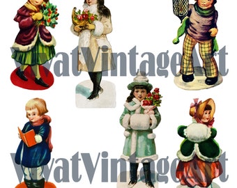 WINTER CHRISTMAS Digital Collage Sheet Victorian Ladies - Etsy