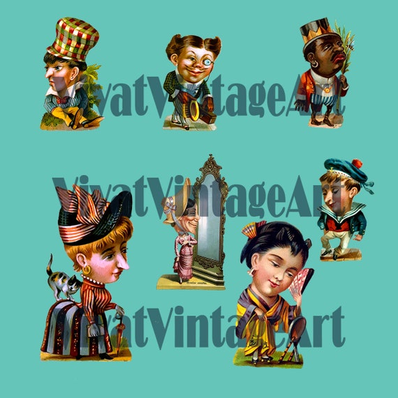 Victorian Grotesque Caricature Scrapbooking Digital Download | Etsy