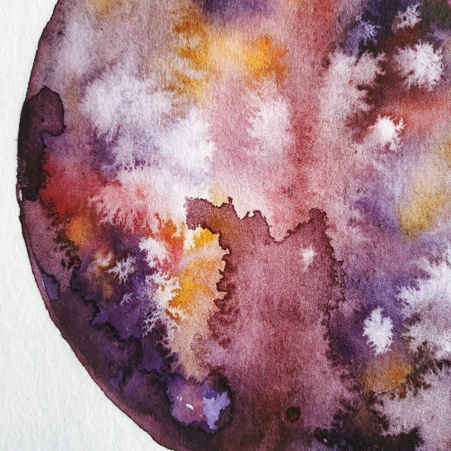 Watercolor Full Moon Painting, Galaxy Watercolor Moon - Etsy