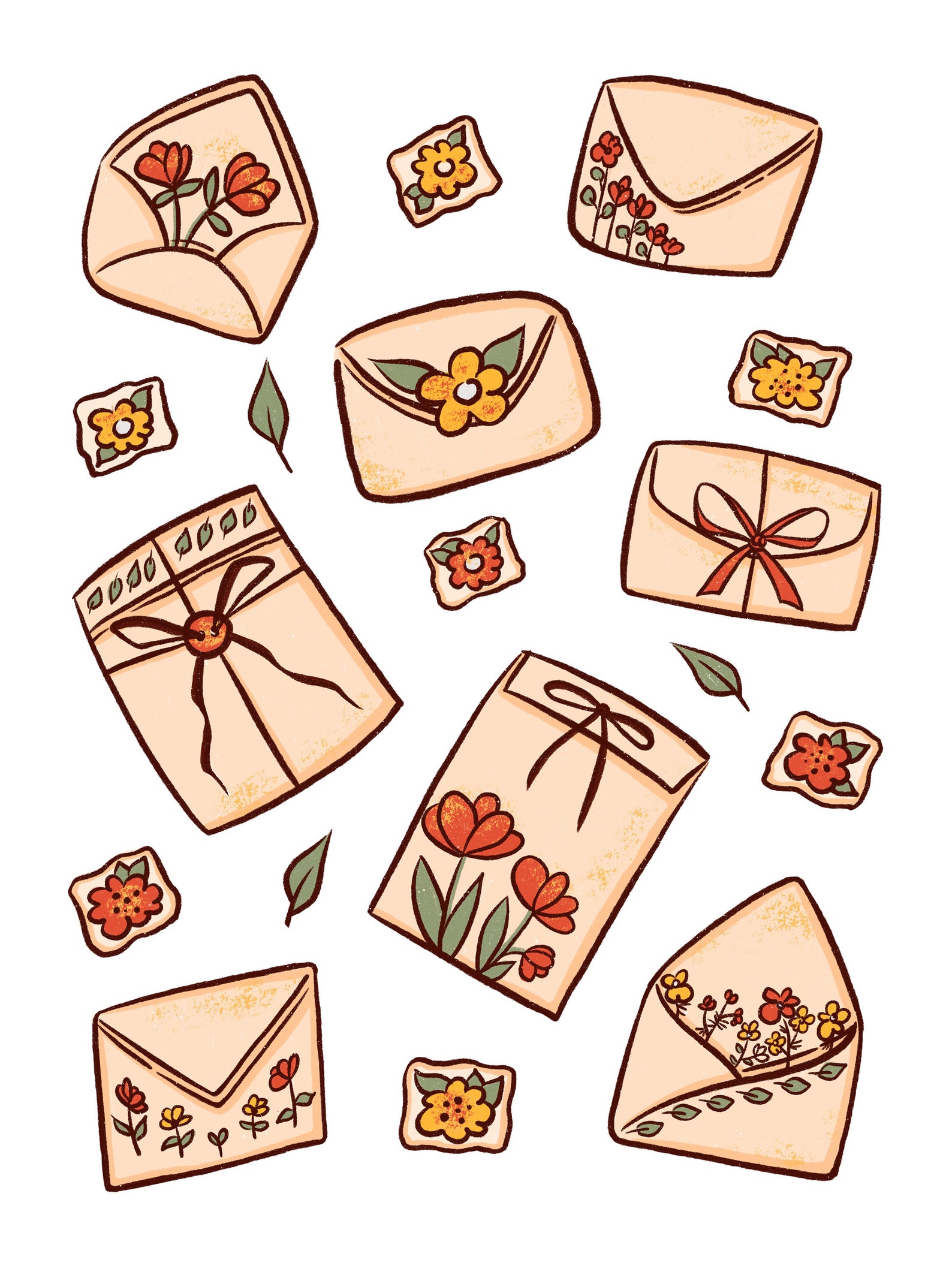 Cute Printable Mail Envelopes for Letters, Envelope With Flowers PNG ...