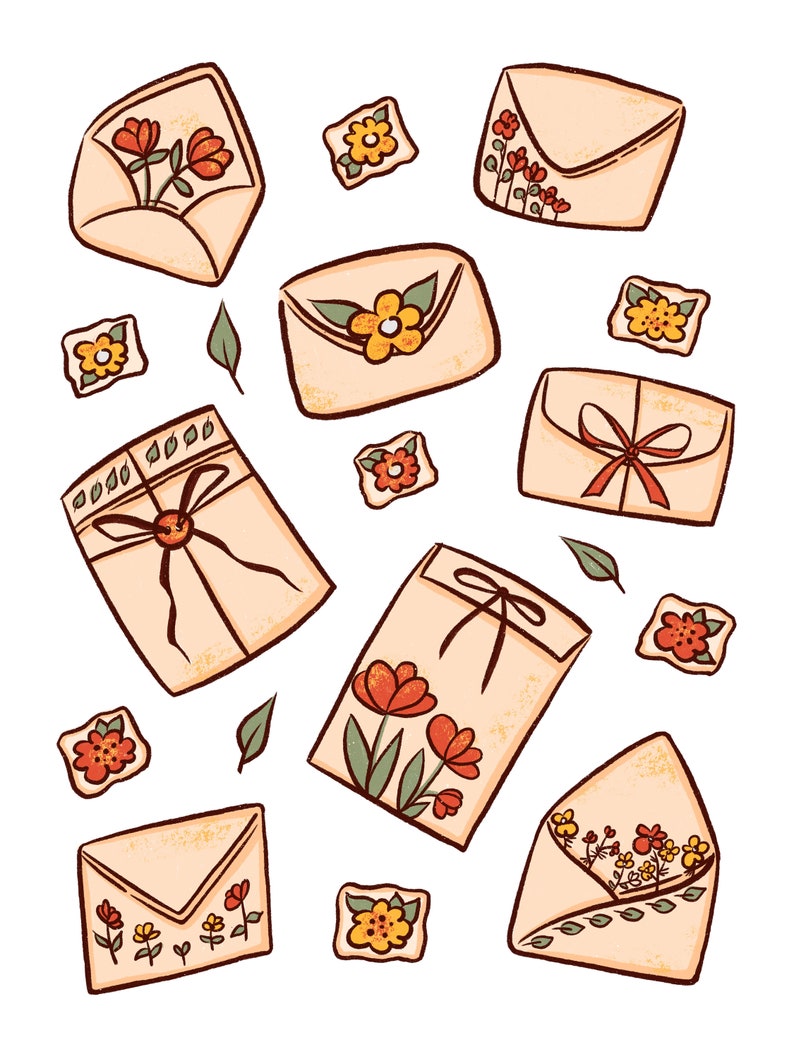 Cute Printable Mail Envelopes for Letters, Envelope With Flowers PNG ...