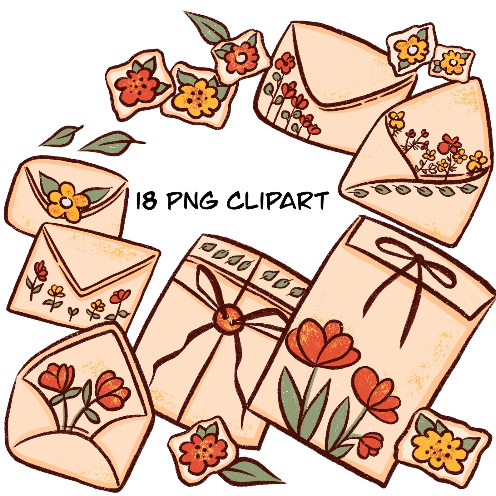 Cute Printable Mail Envelopes for Letters, Envelope With Flowers PNG ...