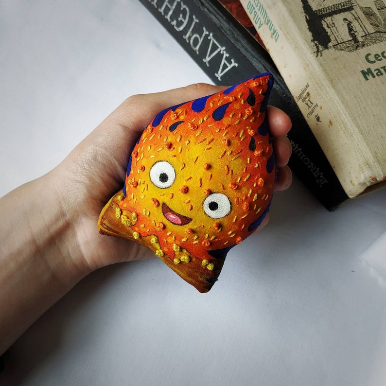 Handmade Calcifer Figurine, Artist Cloth Calcifer. Cute Calcifer Decor ...