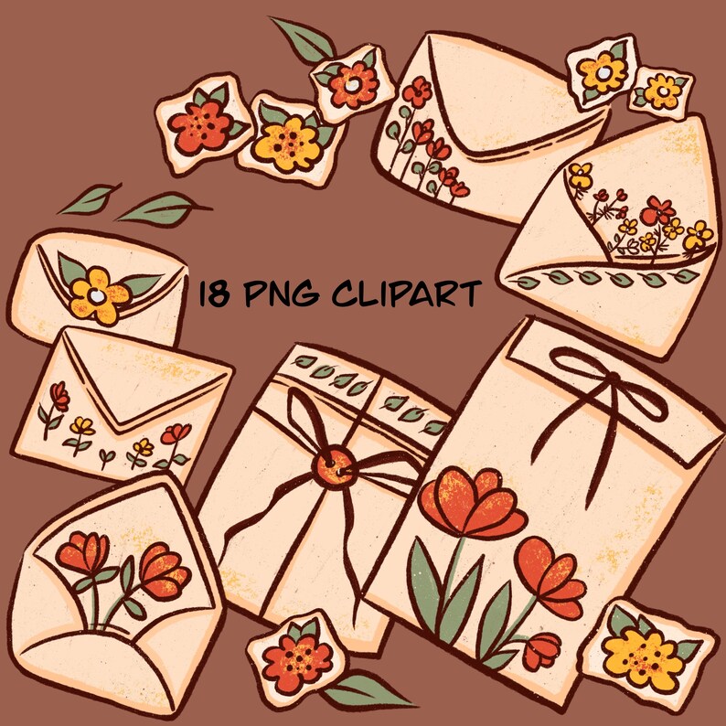 Cute Printable Mail Envelopes for Letters, Envelope With Flowers PNG ...