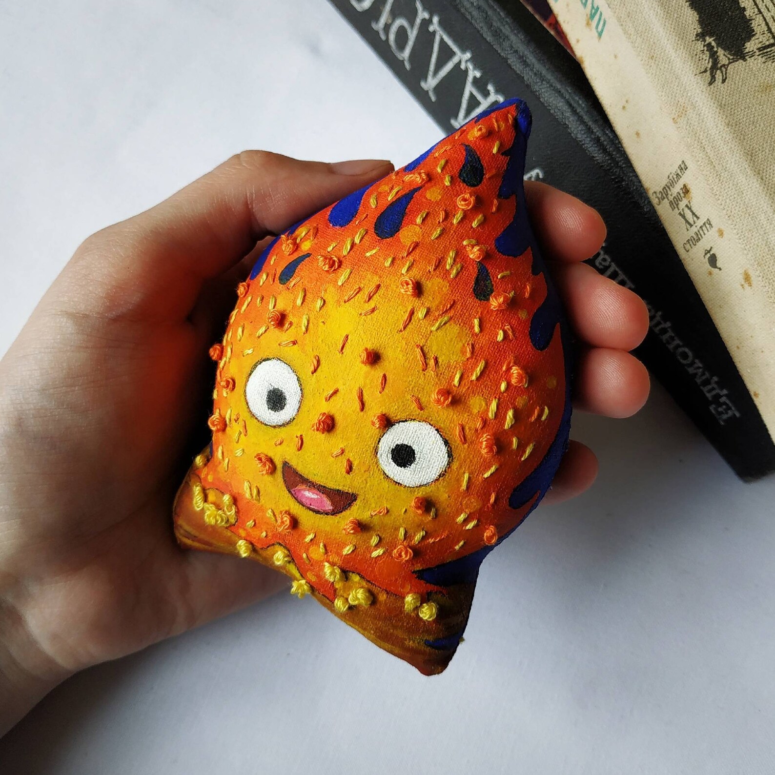 Handmade Calcifer Figurine, Artist Cloth Calcifer. Cute Calcifer Decor ...