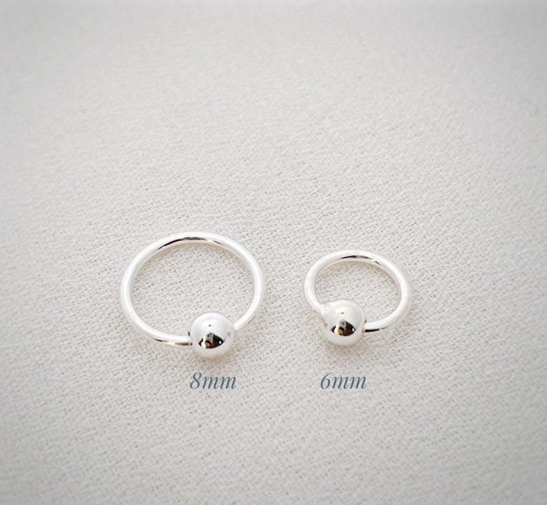 Sterling Silver Captive Bead Ring: Nose & Ear Piercing Hoop - Etsy