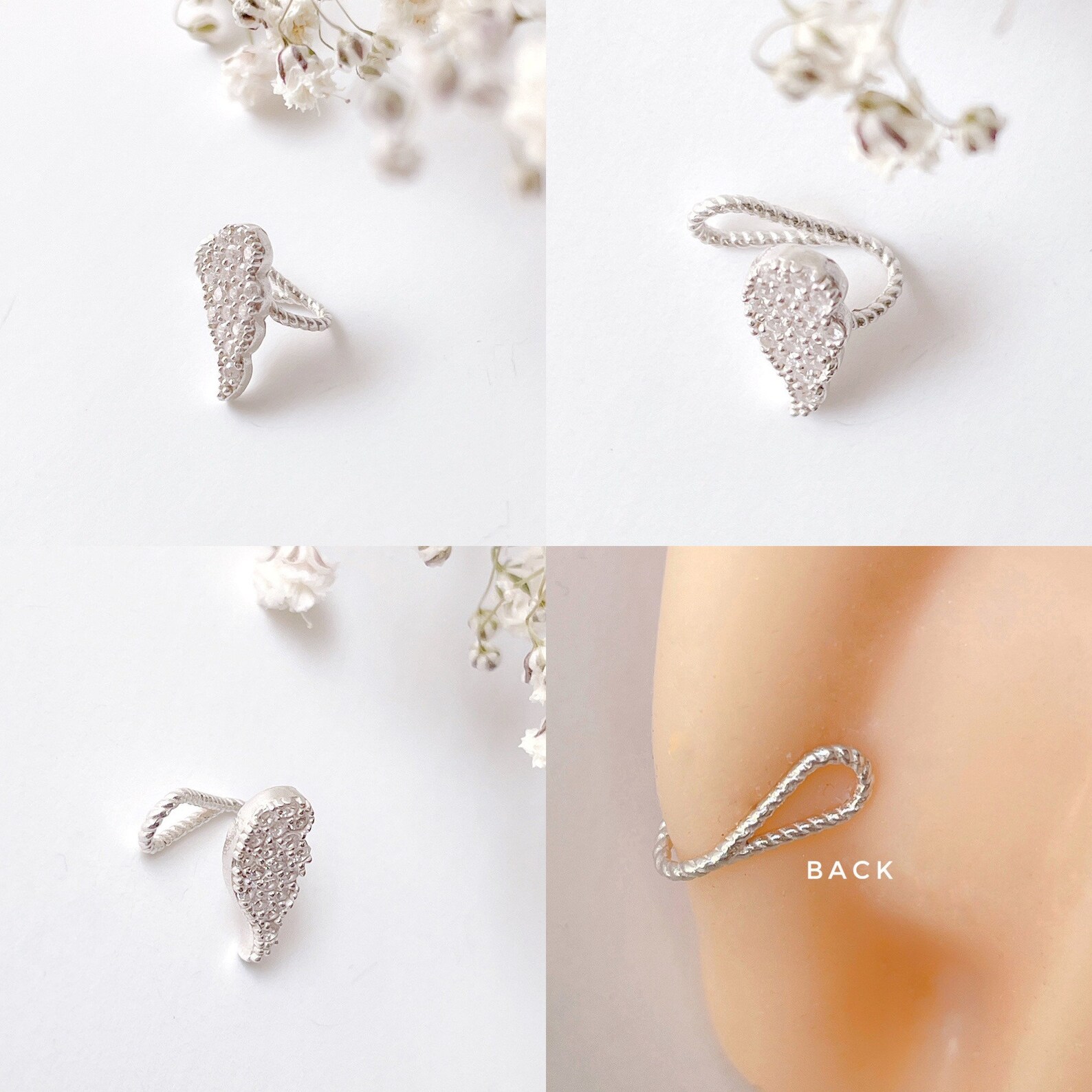 Dainty Feather Ear Cuffs Silver Angel Wing Ear Cuffs Sterling - Etsy