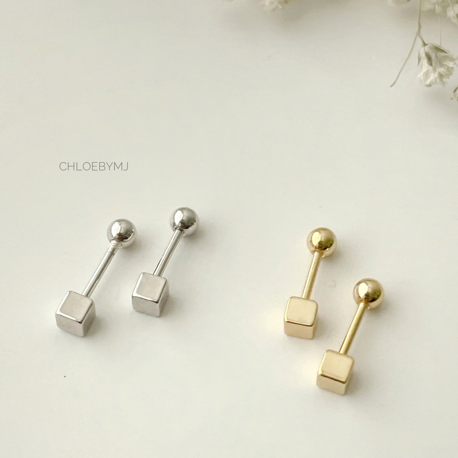 Dainty 3mm Cube Sterling Silver Piercing Earring: 20g Screw Back - Etsy