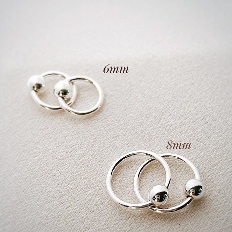 Sterling Silver Captive Bead Ring: Nose & Ear Piercing Hoop - Etsy